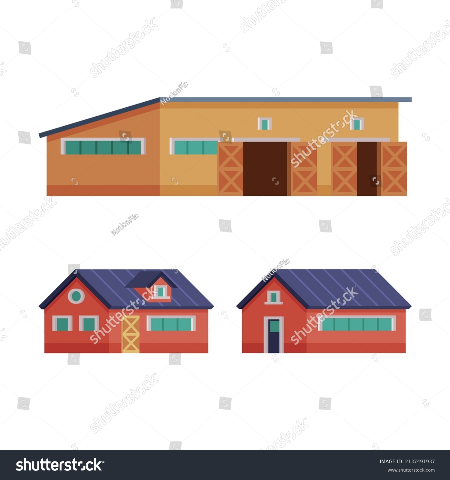 Barn Granary Crop Storage Vector Set Stock Vector (Royalty Free ...