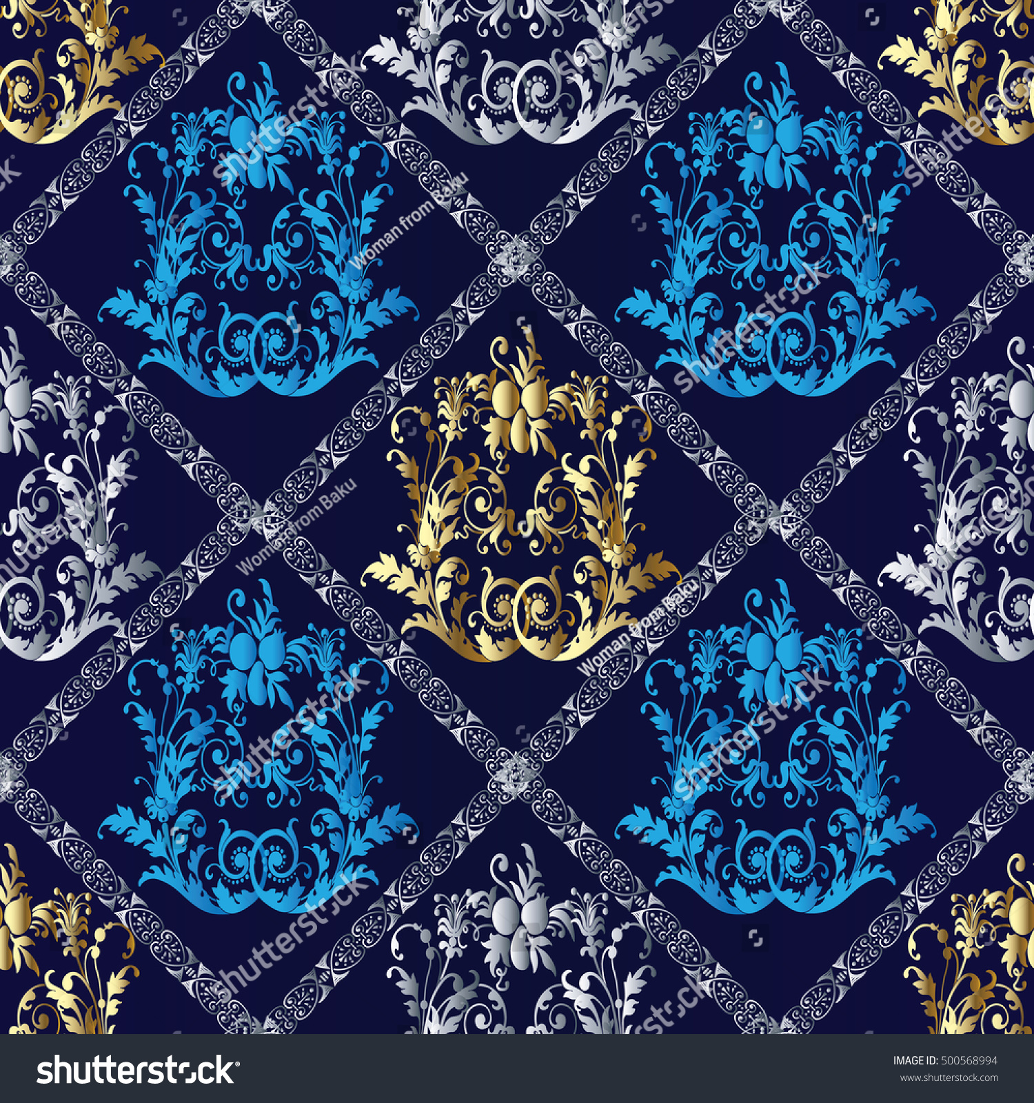 Baroque Damask Floral Vector Seamless Pattern Stock Vector Royalty