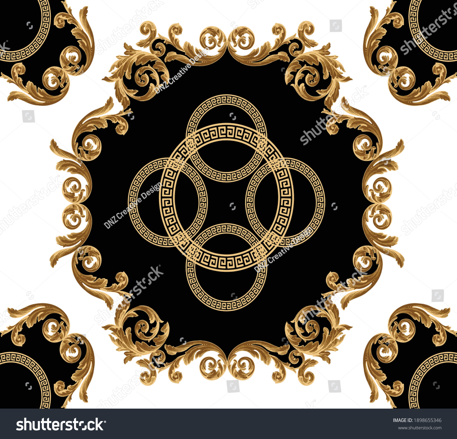 Baroque Design Greek Seamless Pattern Stock Vector (Royalty Free ...