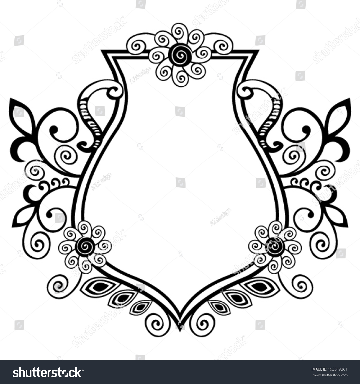 Baroque Flourish Shield Design Vector Image Stock Vector (Royalty Free ...