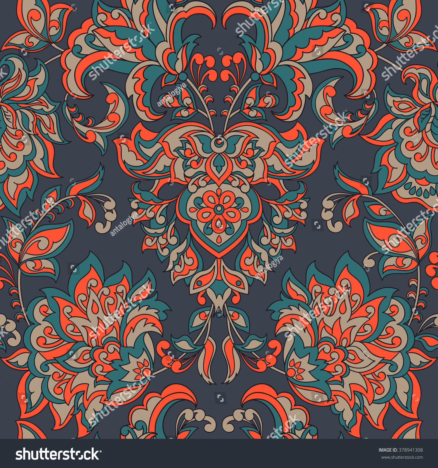 Baroque Style Floral Wallpaper Seamless Vector Stock Vector (Royalty ...