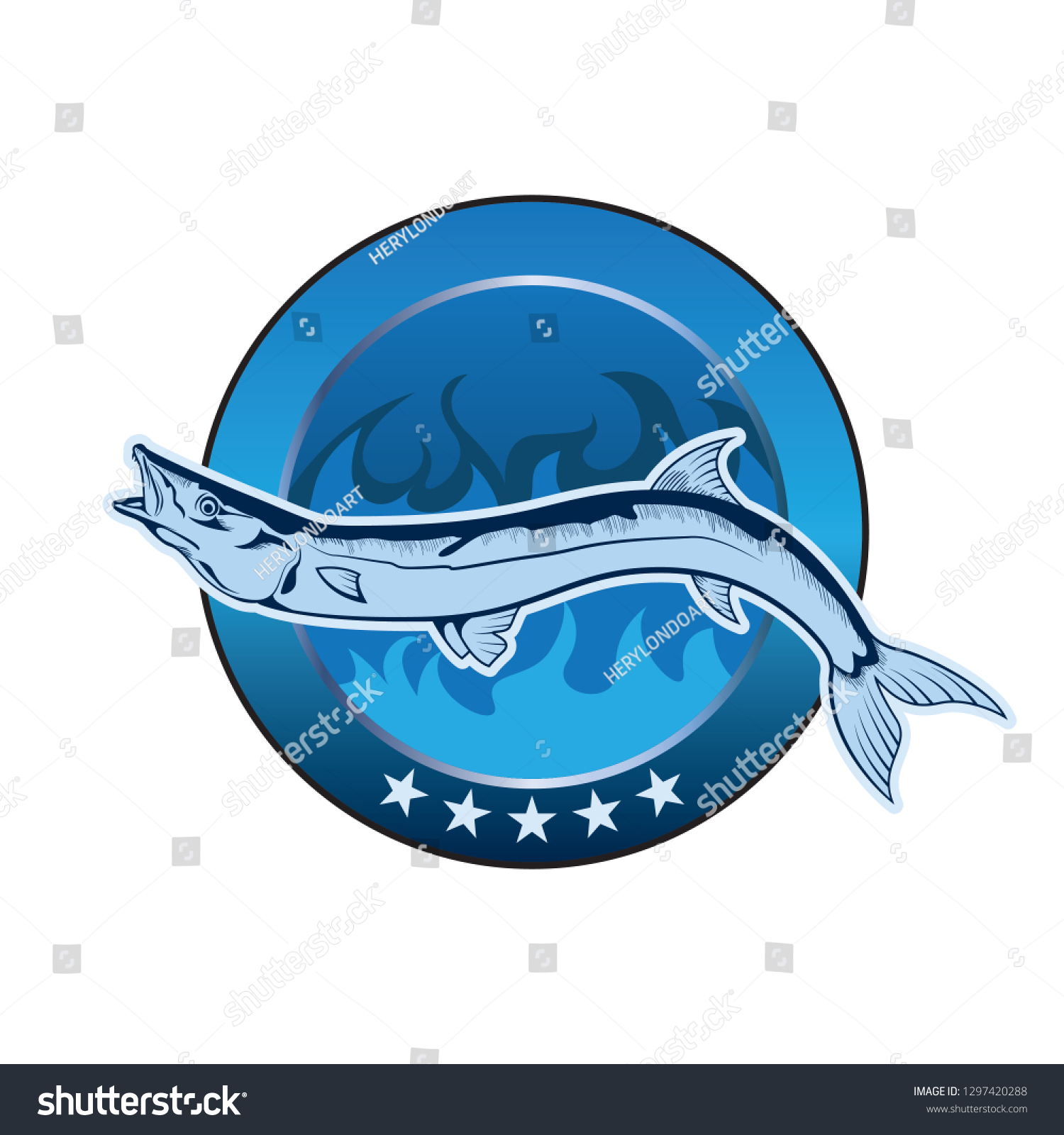 Barracuda Fish Logo Stock Vector (Royalty Free) 1297420288