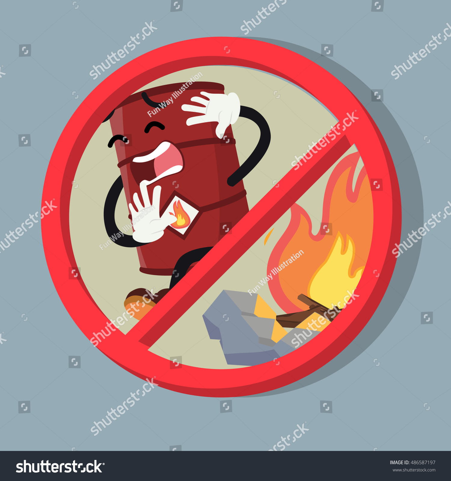 Barrel Flammable Warning Sign Stock Vector (Royalty Free) 486587197
