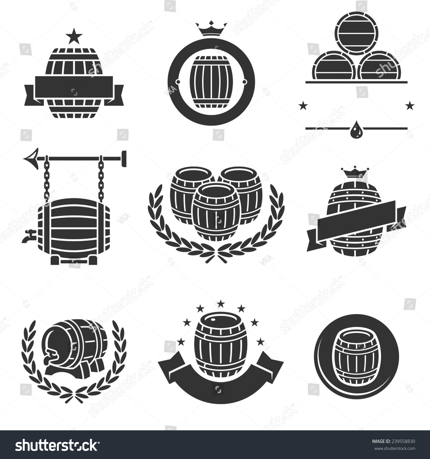 Barrels Label Collection Set Vector Stock Vector (Royalty Free ...