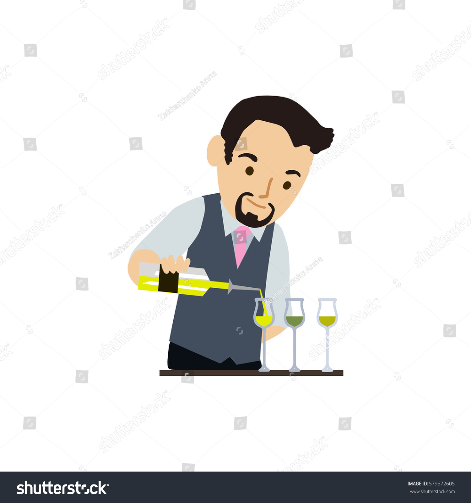 Bartender Vector Characters Isolated On White: เวกเตอร์สต็อก (ปลอดค่า ...