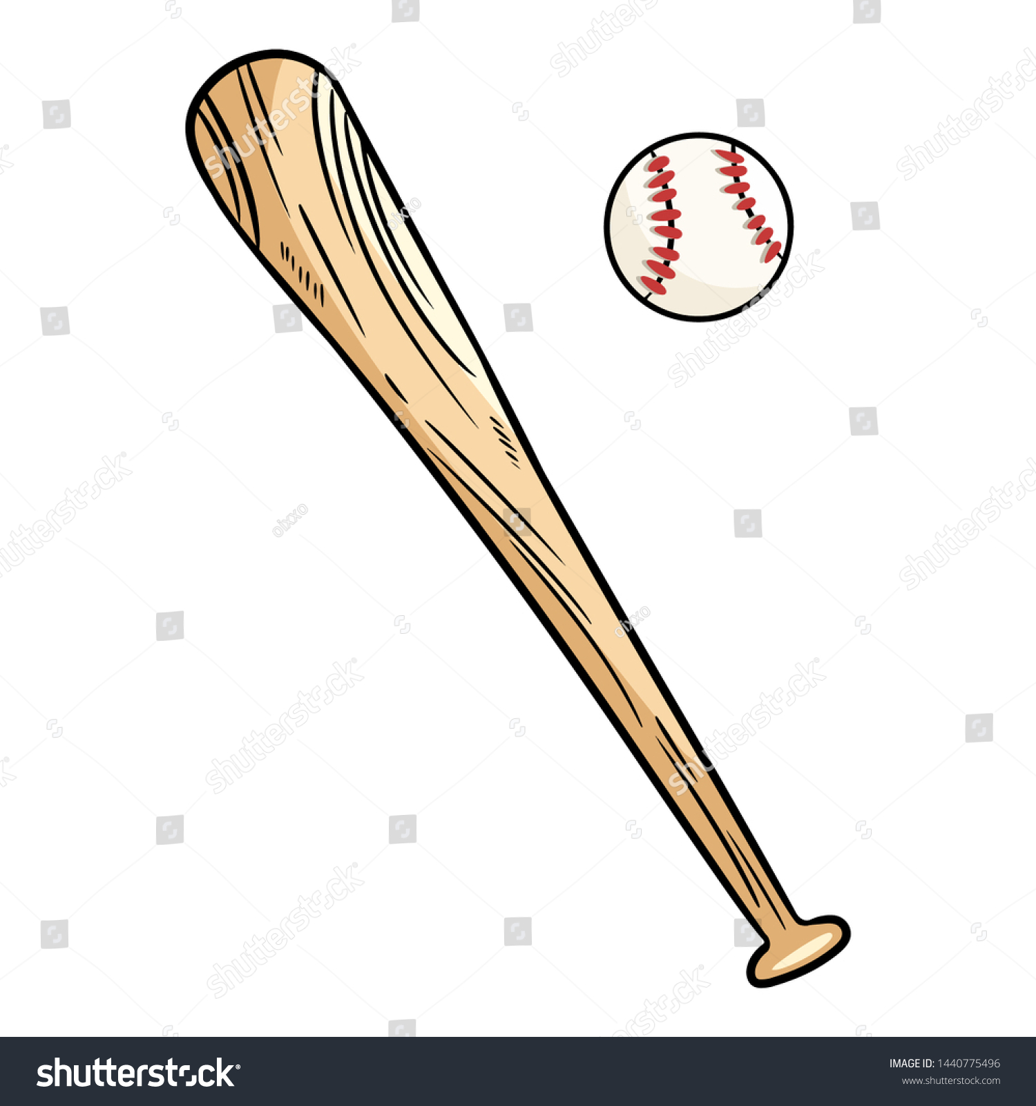 Baseball Baseball Bat Doodle Stock Vector (Royalty Free) 1440775496