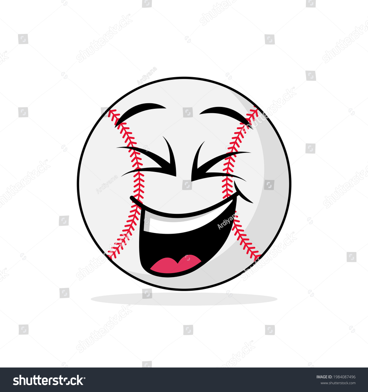 Baseball Ball Emoticon Laugh Vector Graphics: เวกเตอร์สต็อก (ปลอดค่า ...