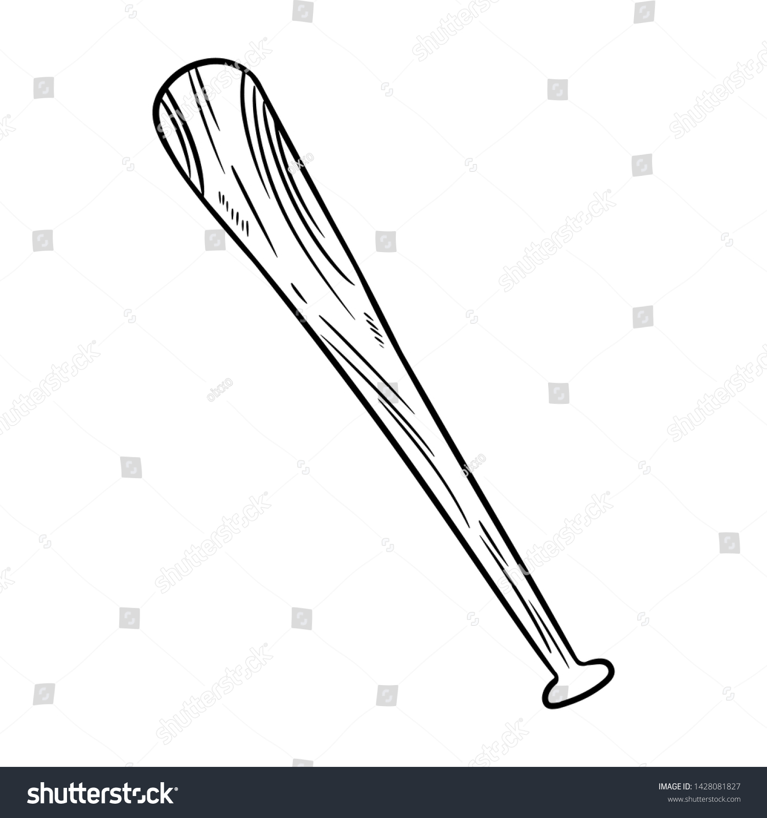 Baseball Bat Doodle Hand Drawn Sketch Stock Vector (Royalty Free ...