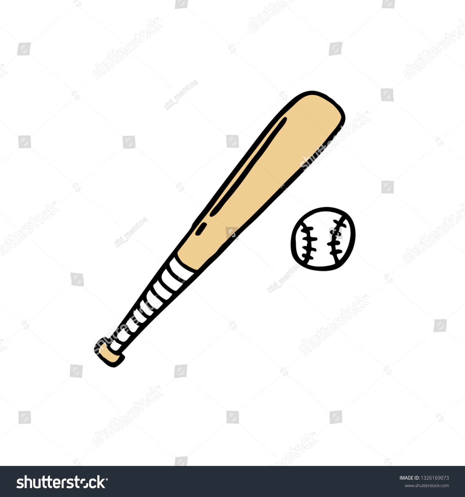 Baseball Bat Doodle Icon Stock Vector (Royalty Free) 1326169073 ...