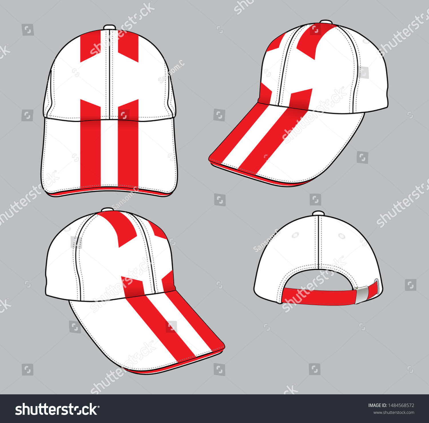 Baseball Cap Design Vector White Red Stock Vector (Royalty Free ...