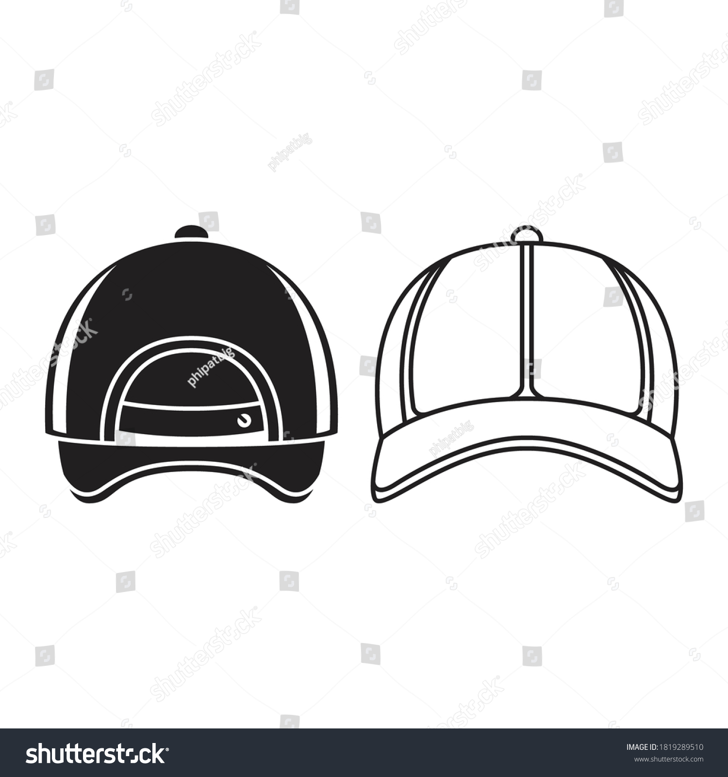 Baseball Cap Icons Vector Illustration Stock Vector (Royalty Free ...