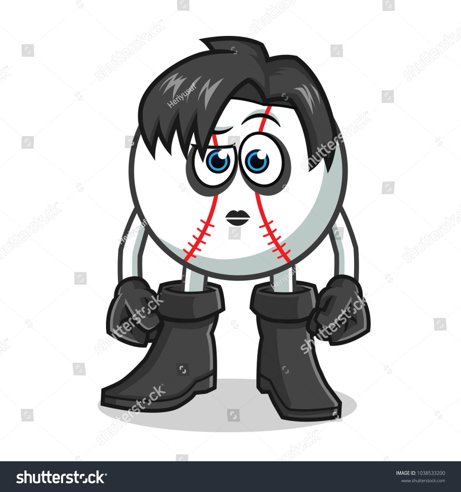 Baseball Emo Mascot Vector Cartoon Illustration: vector de stock (libre ...