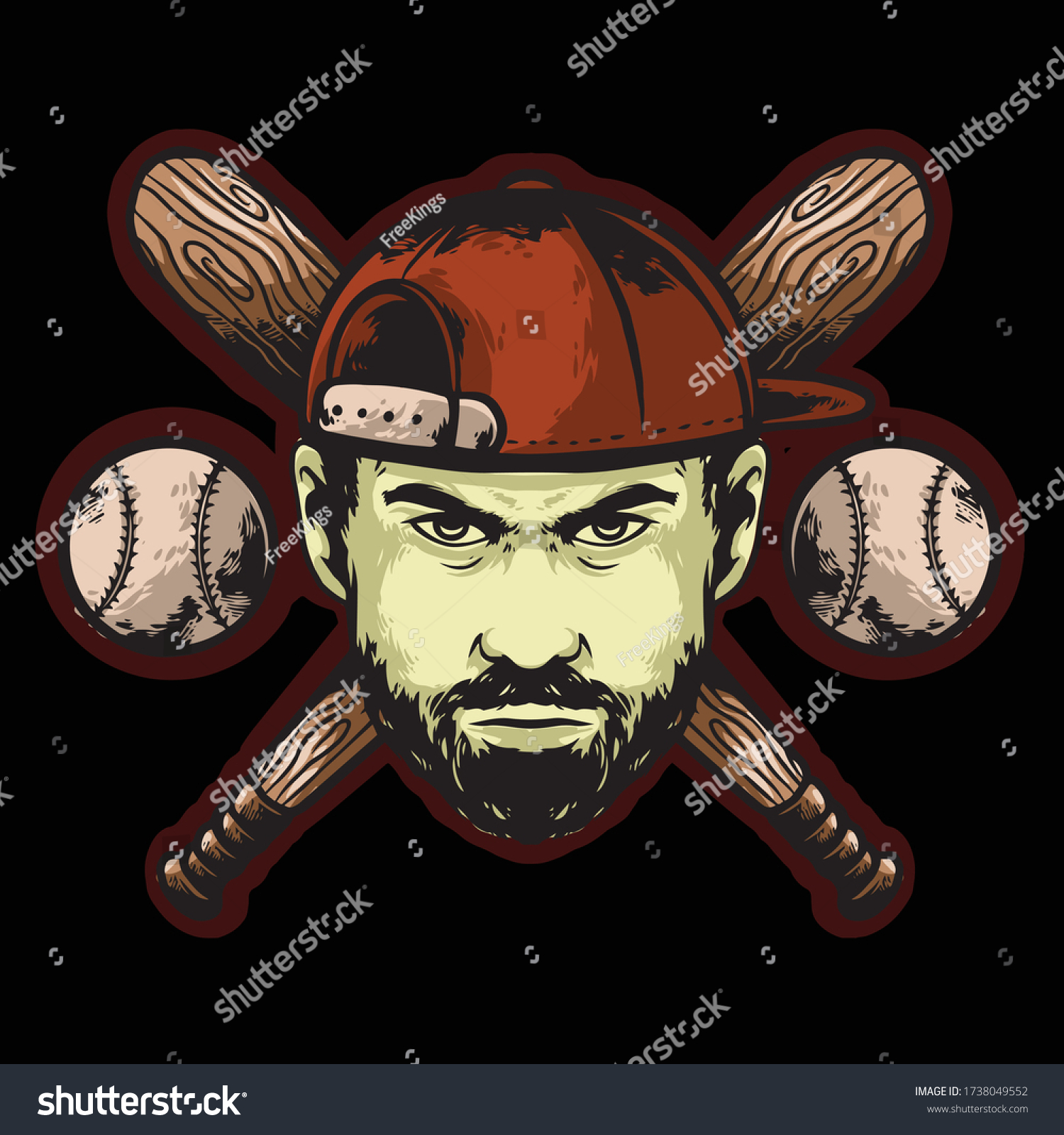 Baseball Face Player Hat Stick Vector: เวกเตอร์สต็อก (ปลอดค่าลิขสิทธิ์ ...