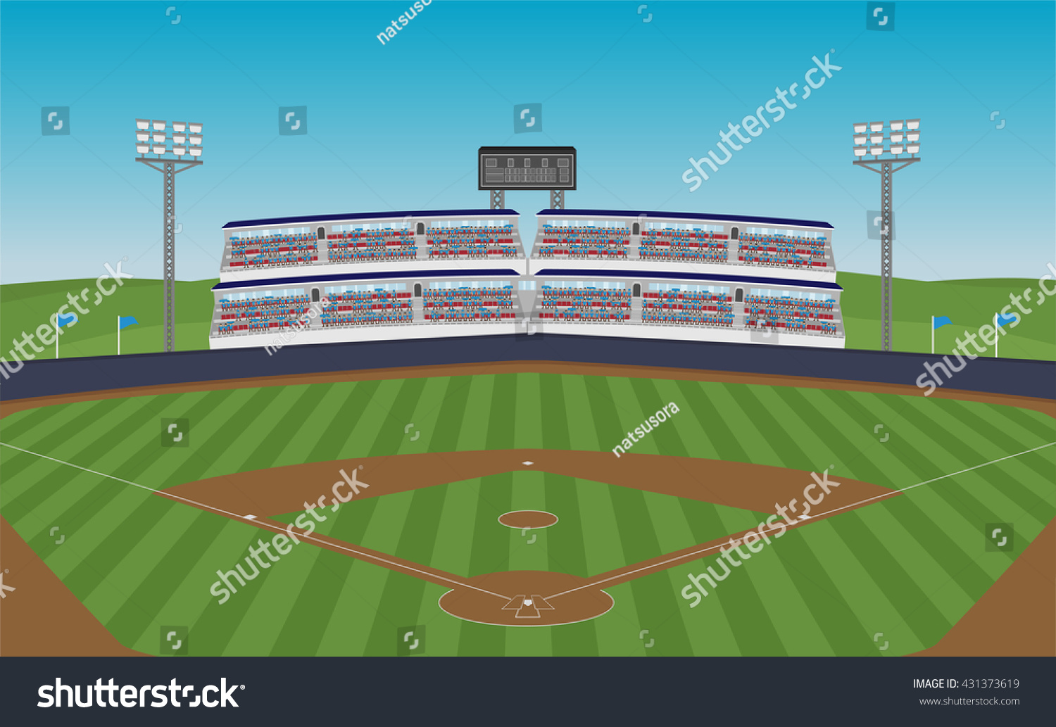 Baseball Field Grandstand Vector Stock Vector (Royalty Free) 431373619