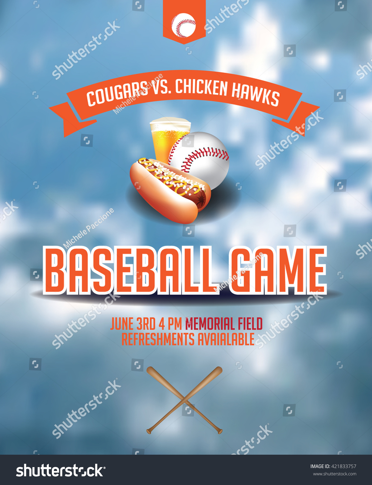 Baseball Game Invitation Poster Design Eps Stock Vector (Royalty Free ...