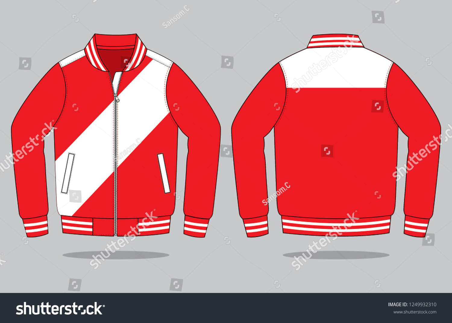 Baseball Jacket Design Whitered Double Lines Stock Vector (Royalty Free ...