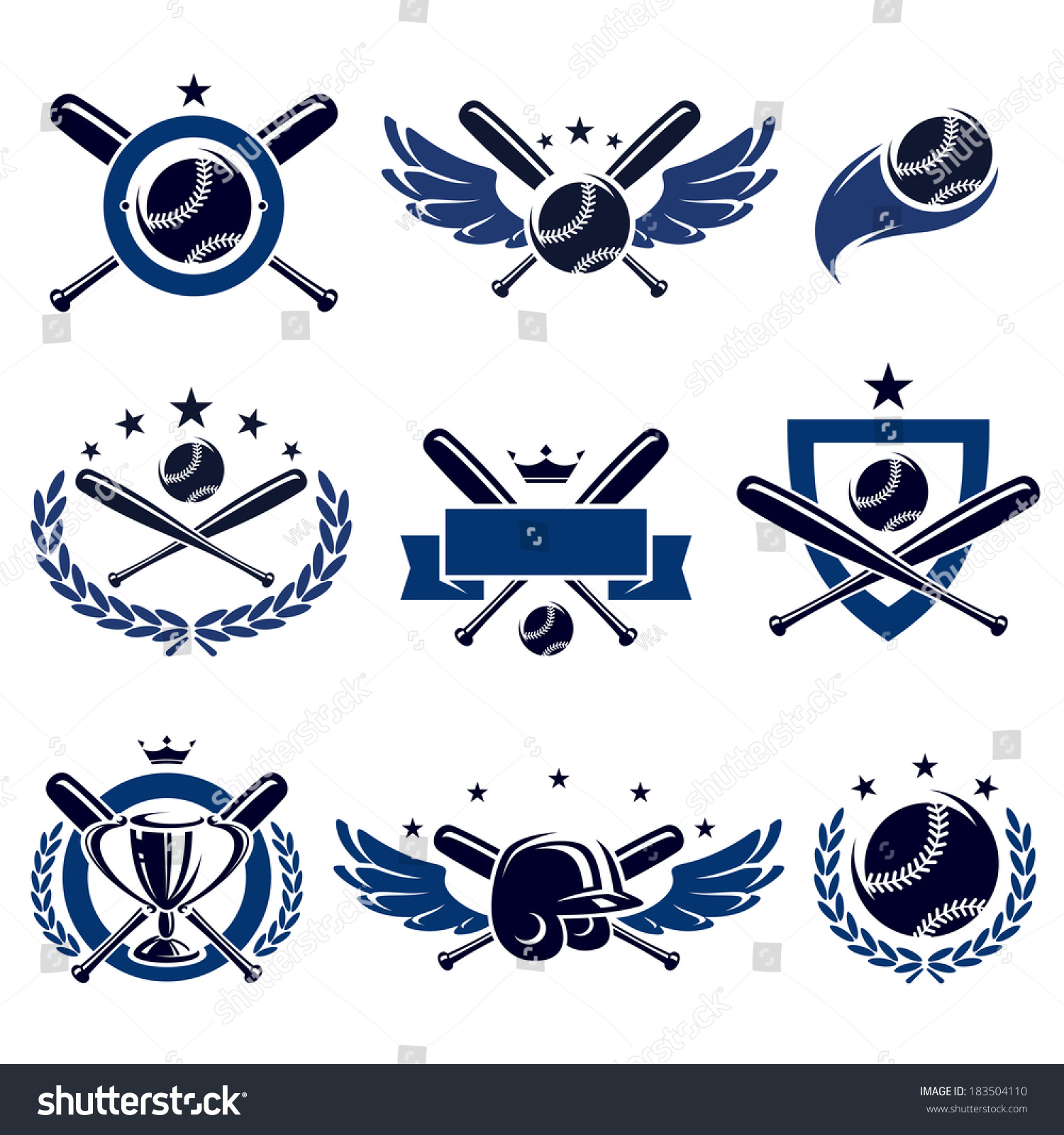 Baseball Labels Icons Set Vector Stock Vector (Royalty Free) 183504110 ...