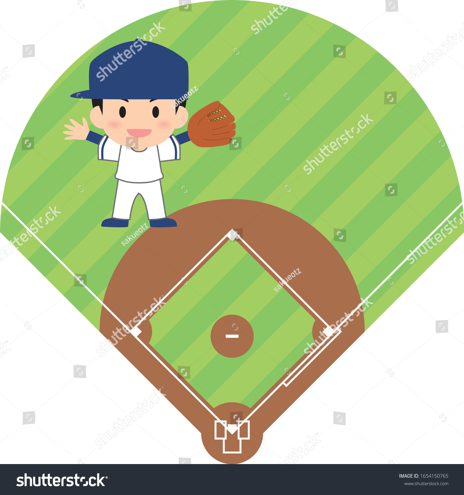Baseball Left Fielder Cartoon Vector Illust Stock Vector (Royalty Free ...