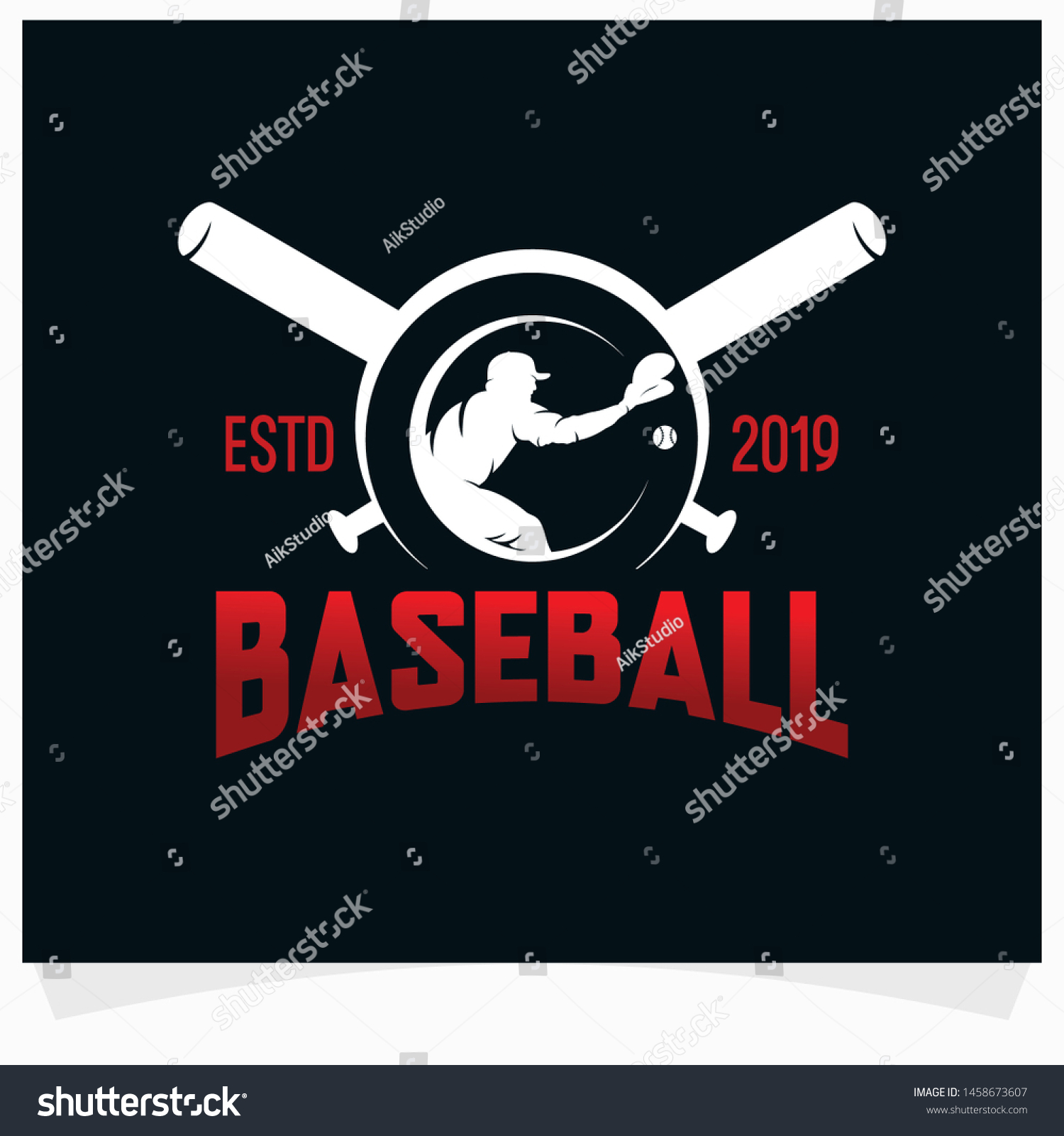 Baseball Logo Design Emblem Design Template: เวกเตอร์สต็อก (ปลอดค่า ...