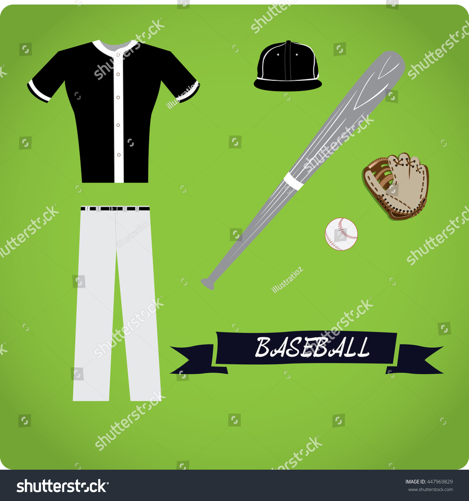 Baseball Objects Sport Uniform Vector Illustration Stock Vector ...