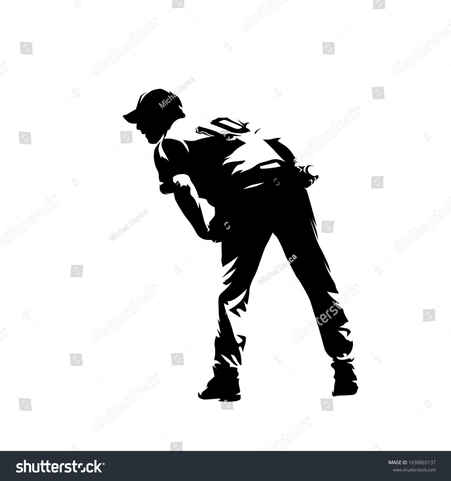 Baseball Pitcher Isolated Vector Silhouette Ink: เวกเตอร์สต็อก (ปลอดค่า ...