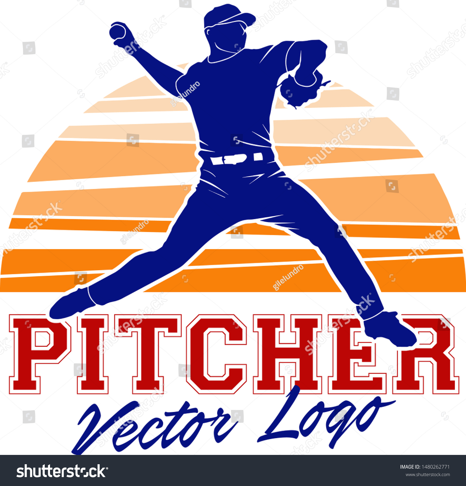 Baseball Pitcher Player Throwing Vector Logo: vector de stock (libre de ...