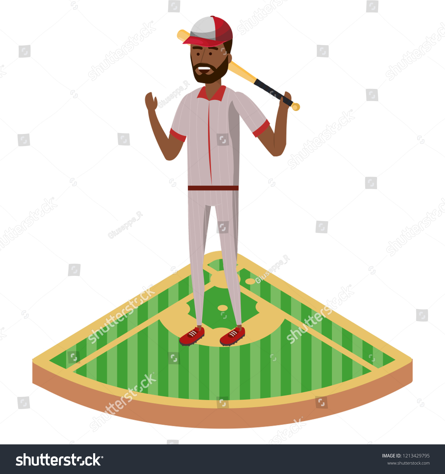 Baseball Player Cartoon Stock Vector (Royalty Free) 1213429795 ...