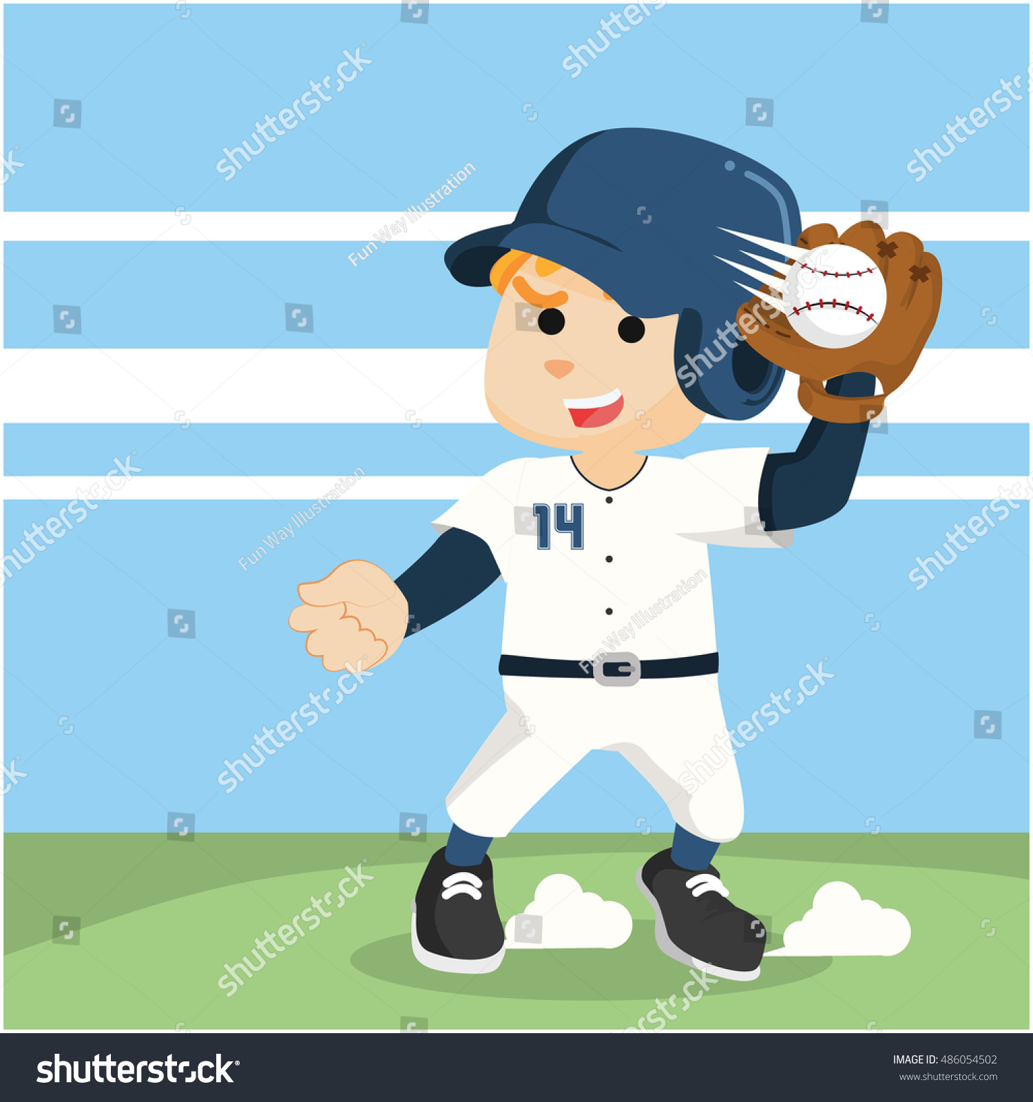 Baseball Player Catching Ball Stock Vector (Royalty Free) 486054502