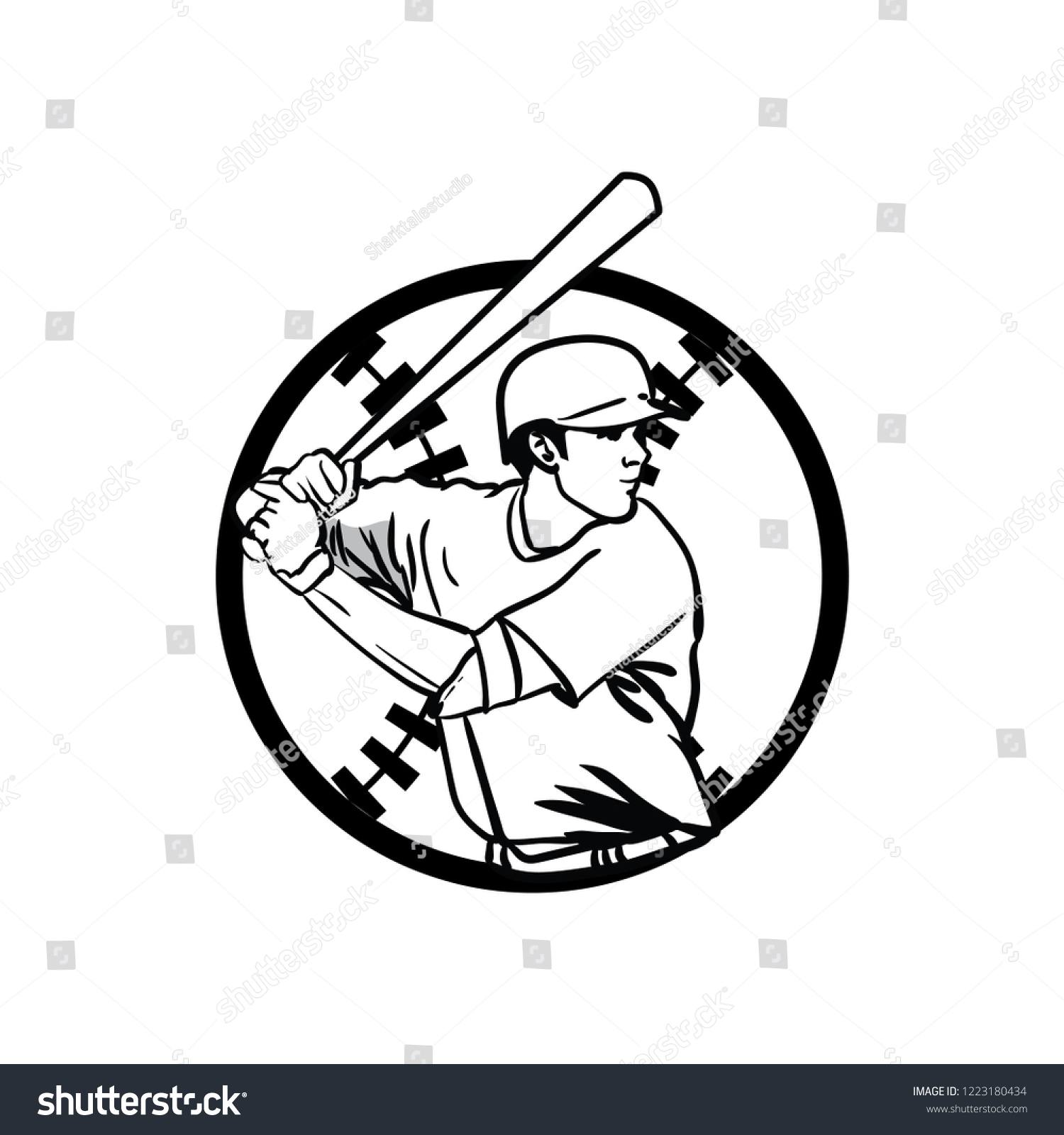 Baseball Player Illustration Outline Vector Stock Vector (Royalty Free) 1223180434