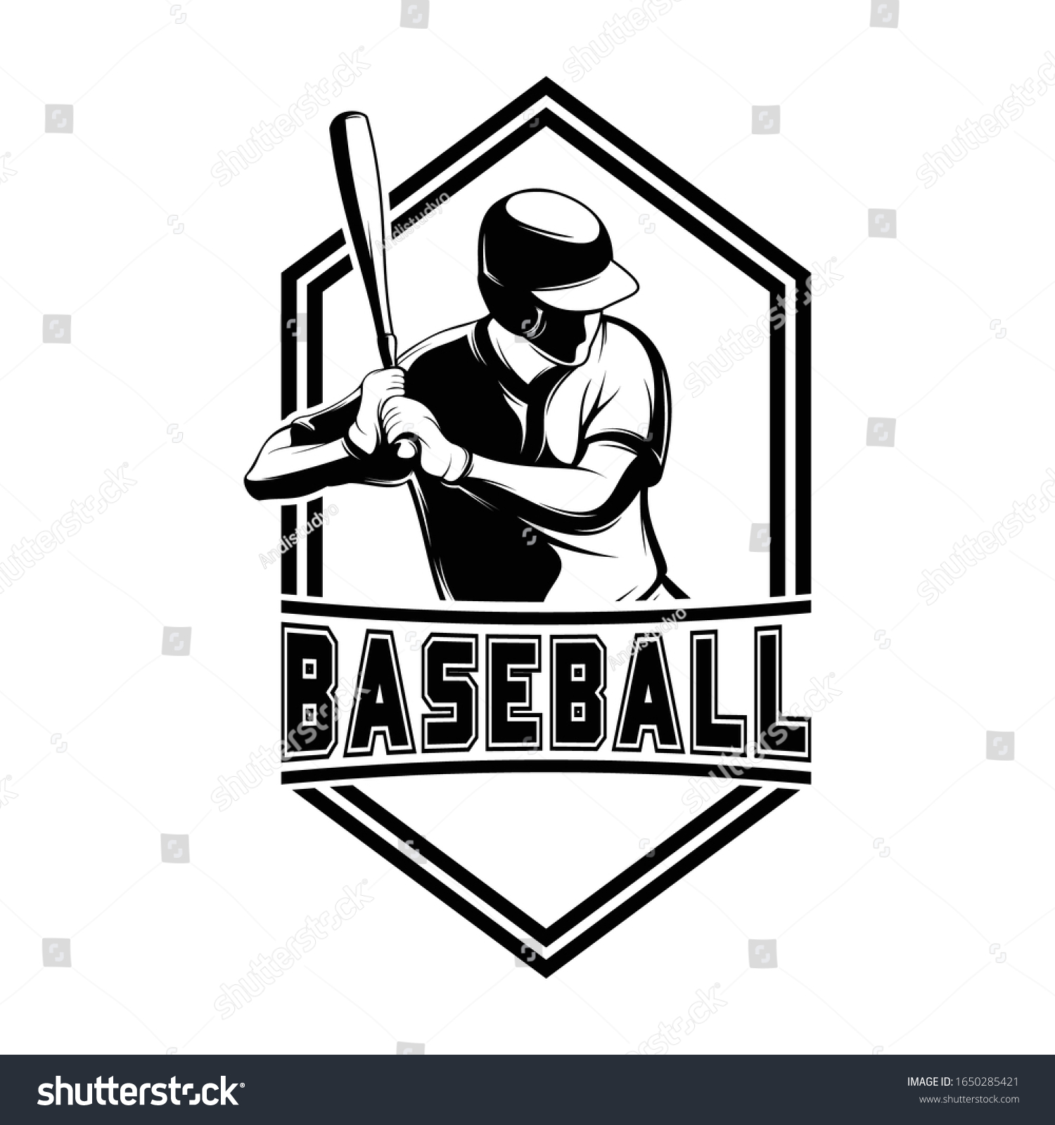 Baseball Player Logo Vector Design Illustration Stock Vector (Royalty ...