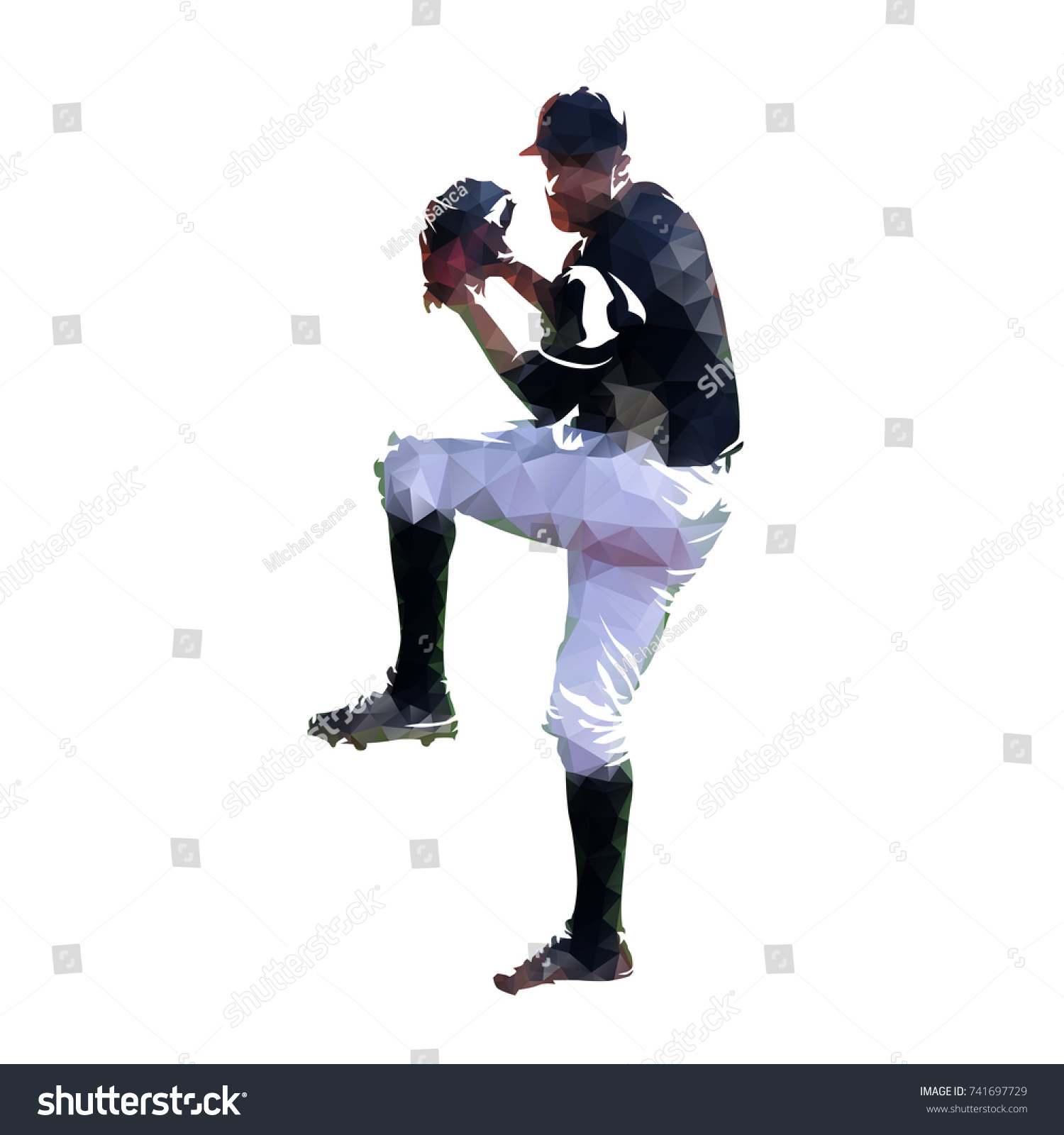 Baseball Player Pitched Abstract Geometric Vector: vector de stock ...