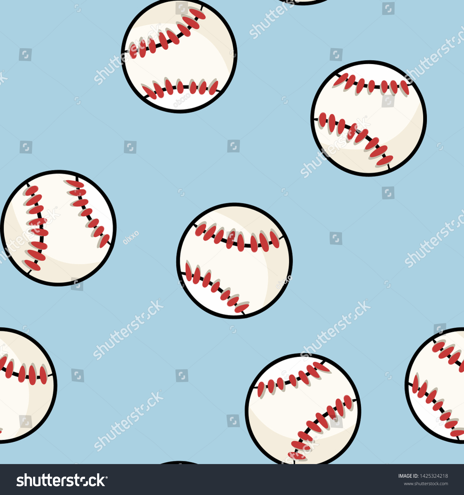 Baseball Seamless Pattern Cute Doodle Hand Stock Vector (Royalty Free ...