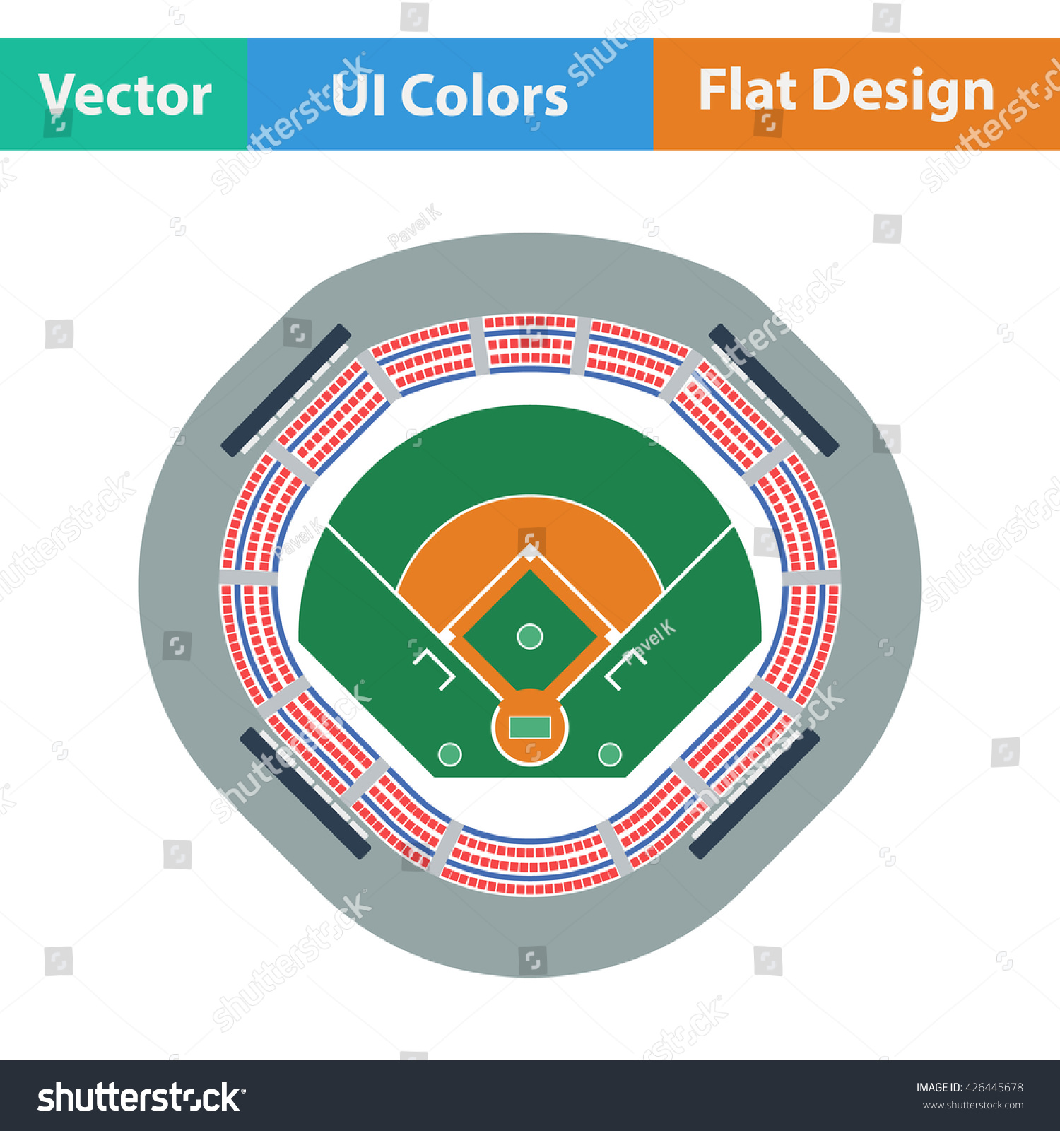 Baseball Stadium Icon Flat Design Vector: เวกเตอร์สต็อก (ปลอดค่า ...