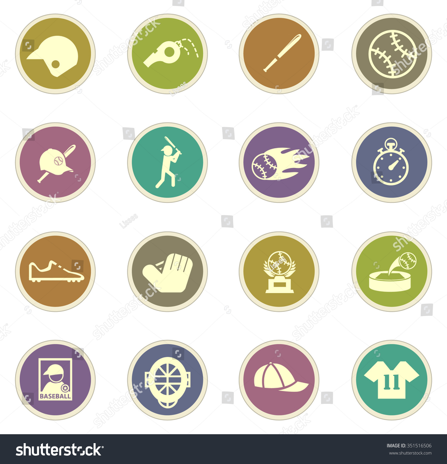 Baseball Stickers Label Icon Set Stock Vector (Royalty Free) 351516506 ...