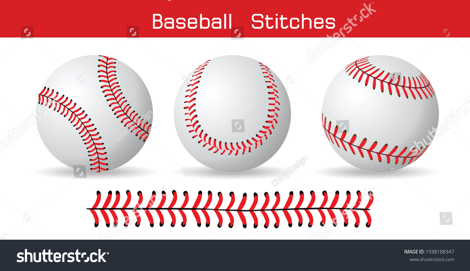 Baseball Stitches On White Background Vector Stock Vector (Royalty Free ...