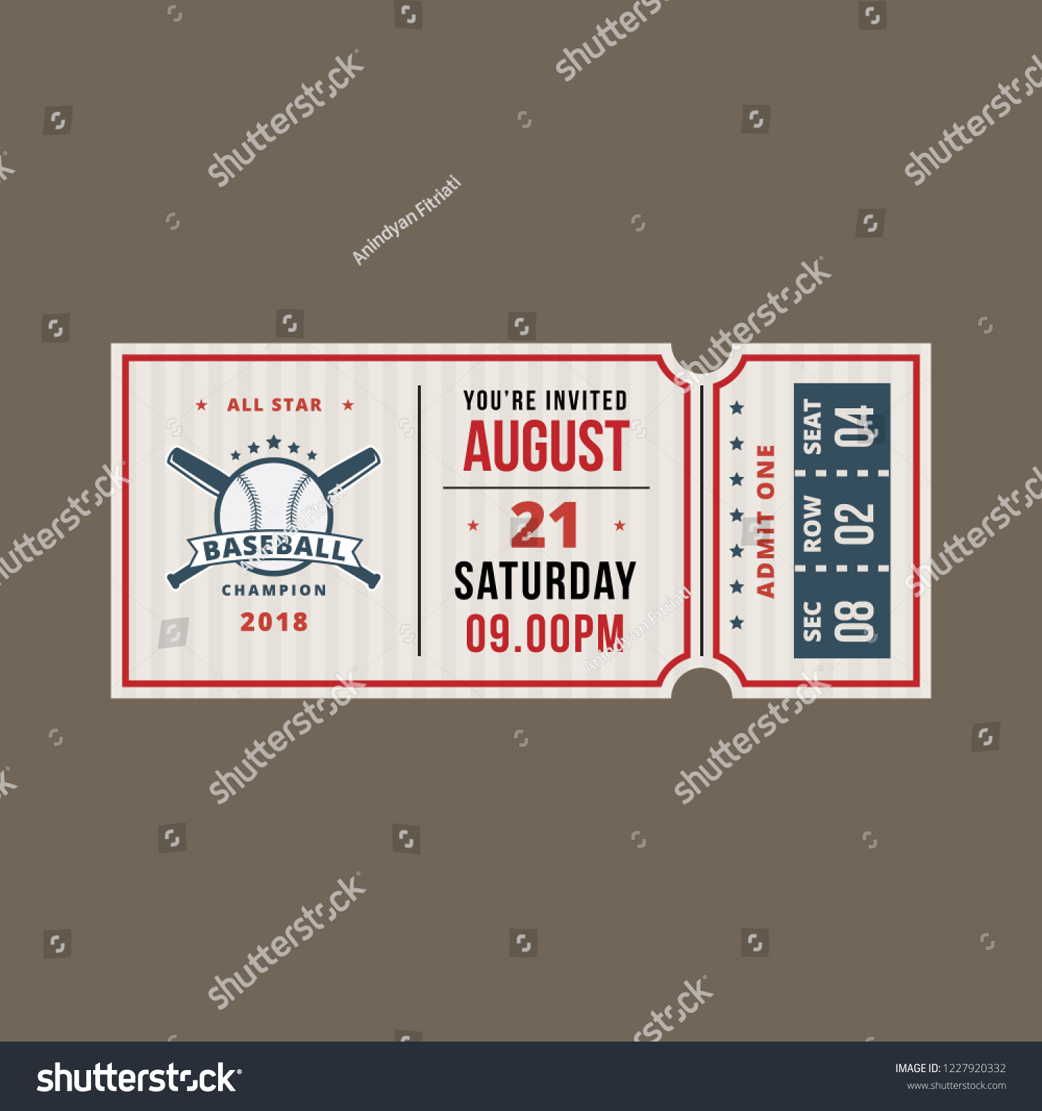 Baseball Ticket Invitation Stock Vector (Royalty Free) 1227920332 ...