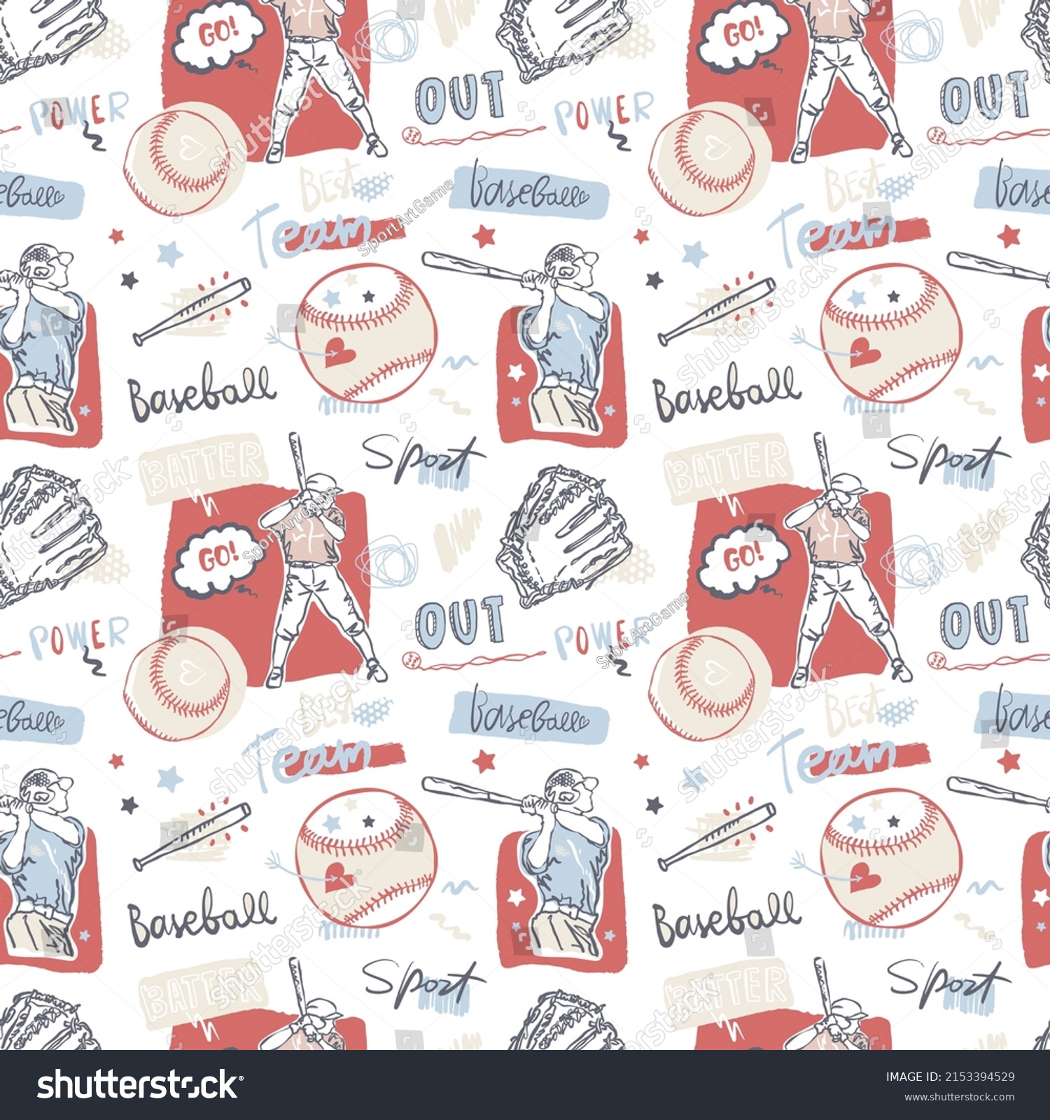 Baseball Vector Pattern Textile Design Baseball Stock Vector (Royalty ...