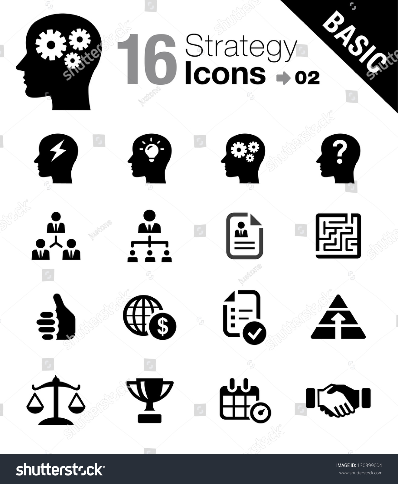 Basic Business Strategy Management Icons Stock Vector (Royalty Free ...
