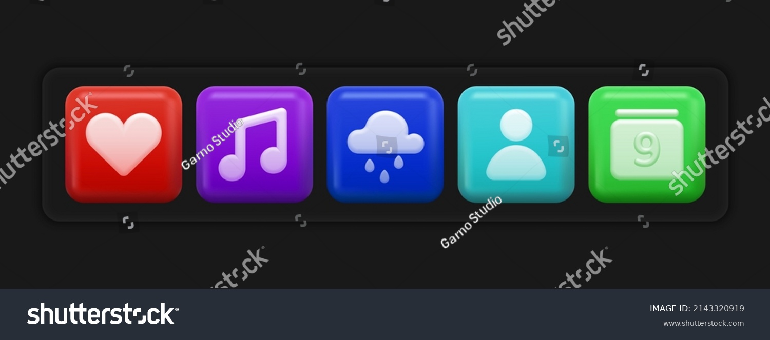 Basic 3d Icons Set Colorful Ui Stock Vector (Royalty Free) 2143320919 ...