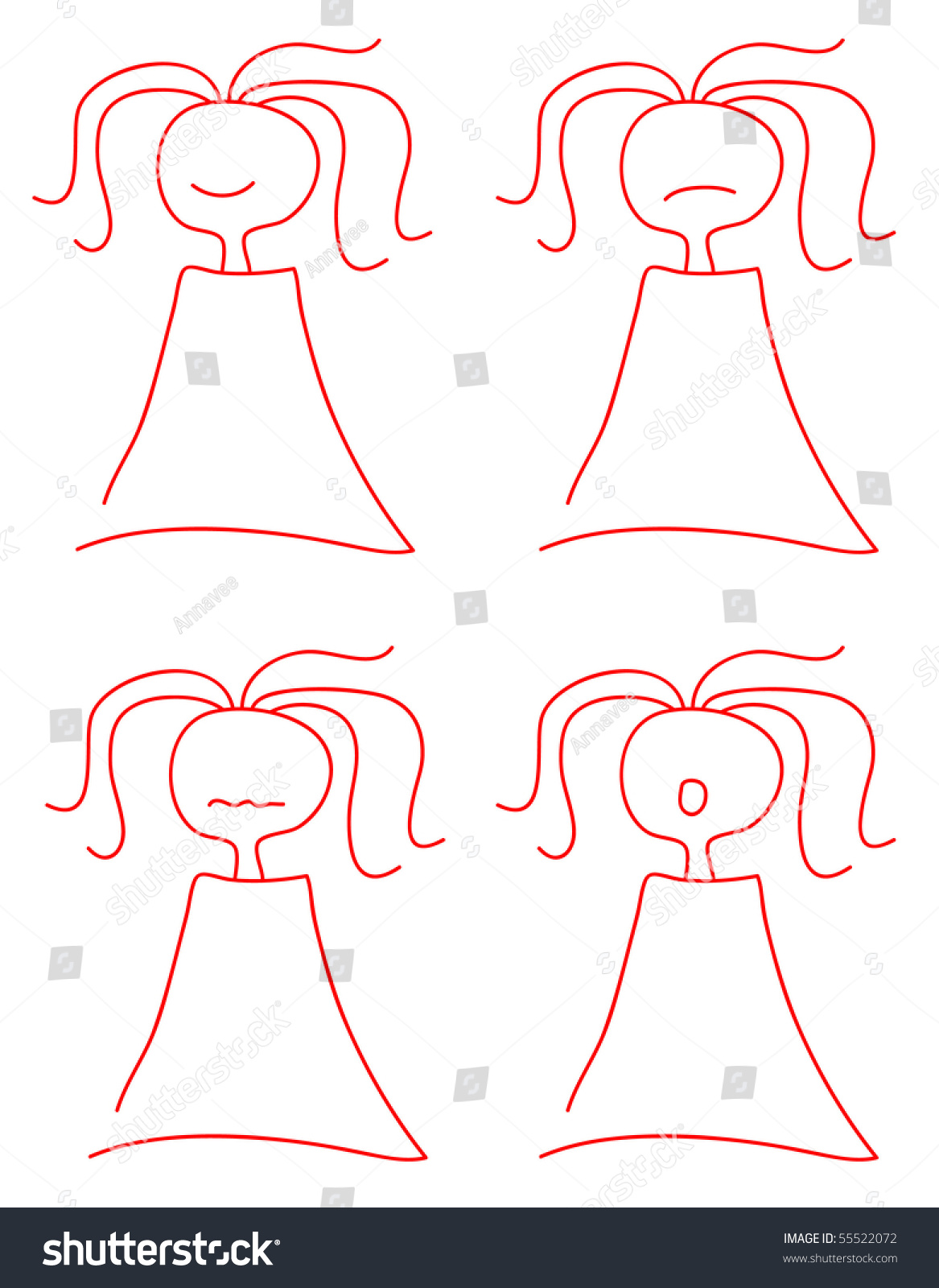 Basic Drawing Girl Different Emotions Vector Stock Vector (Royalty Free ...