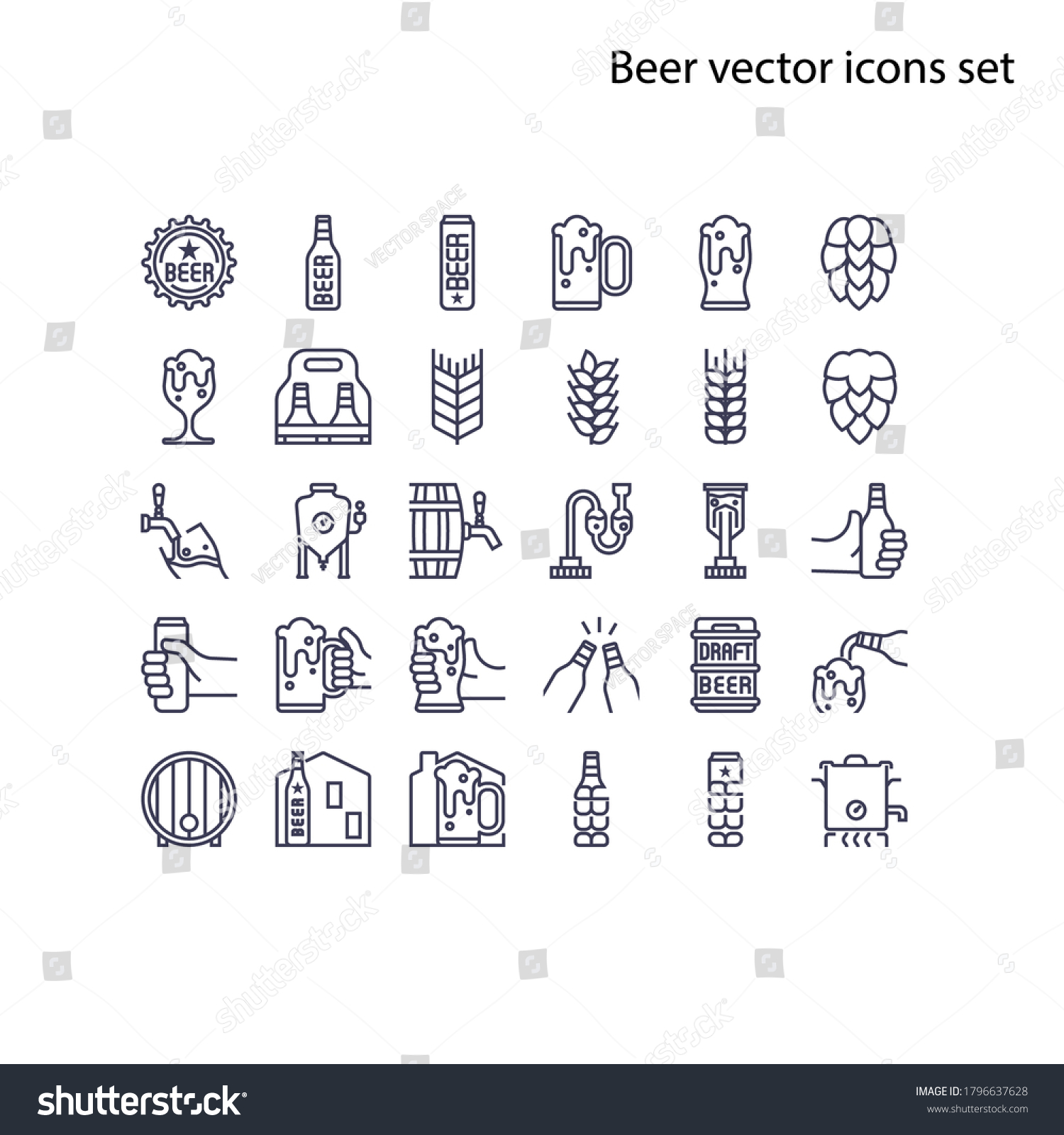 Basic Element Beer Vector Icons Set Stock Vector (Royalty Free) 1796637628 Basic Element Beer Vector Icons Set Stock Vector (Royalty Free) 1796637628