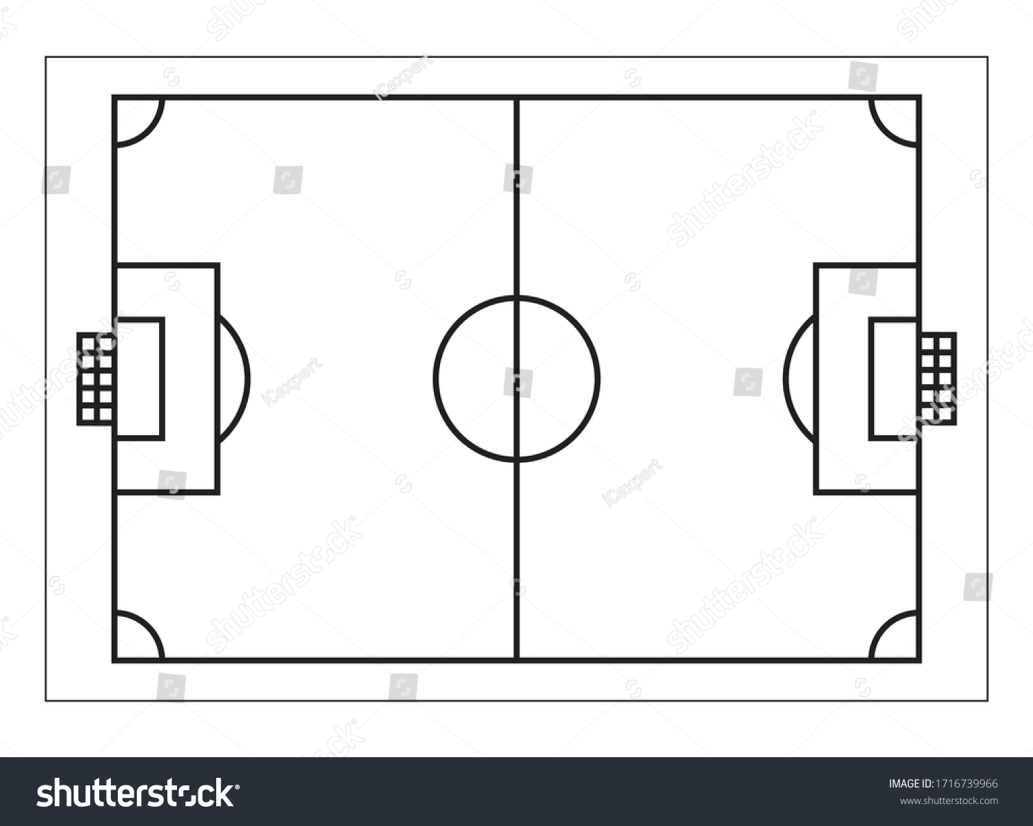 Basic Football Ground Plan Outline Design Stock Vector (Royalty Free ...