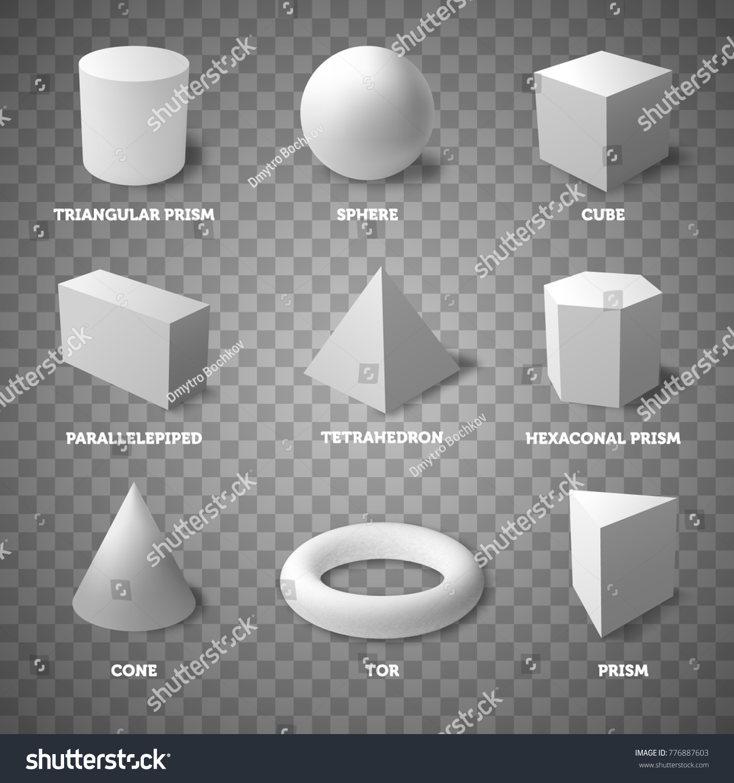 Basic Geometric Shapes Bodies On Transparent: vector de stock (libre de ...