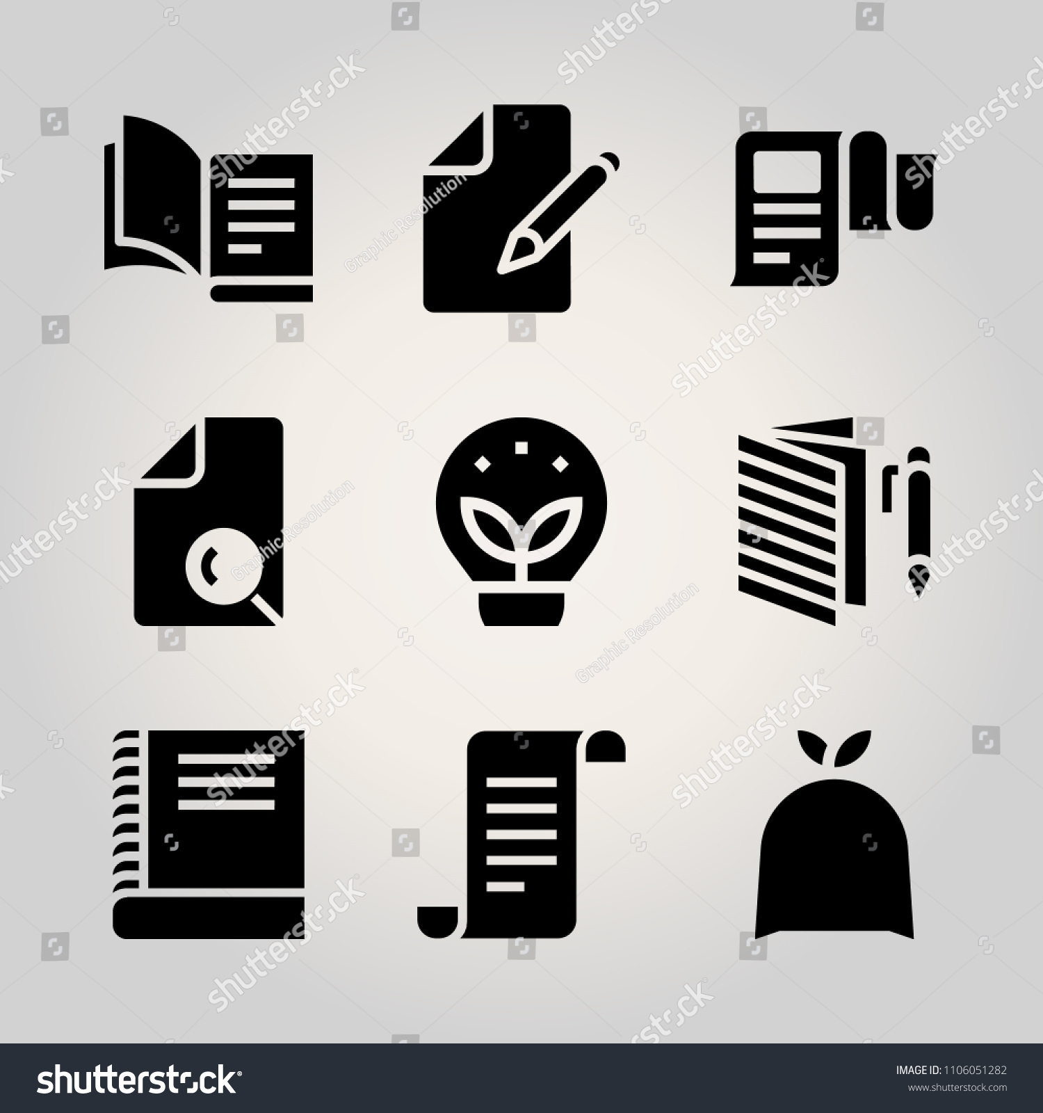 Basic Icon Set Environmental Paperwork Space Stock Vector (Royalty Free ...