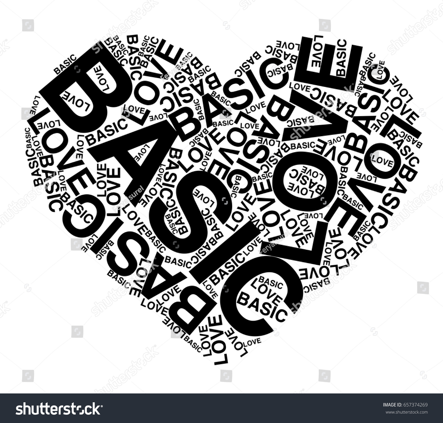 Basic Love Words Heart Silhouette Stock Vector (Royalty Free) 657374269 ...