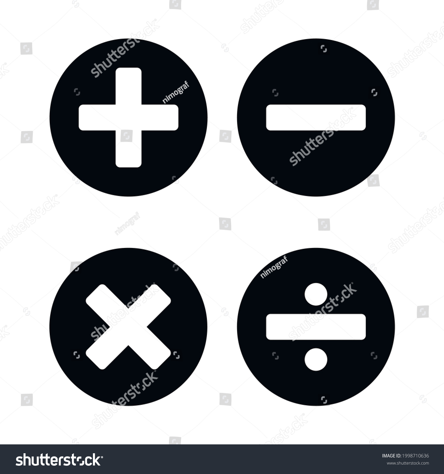Basic Mathematical Symbols On White Background Stock Vector (Royalty ...