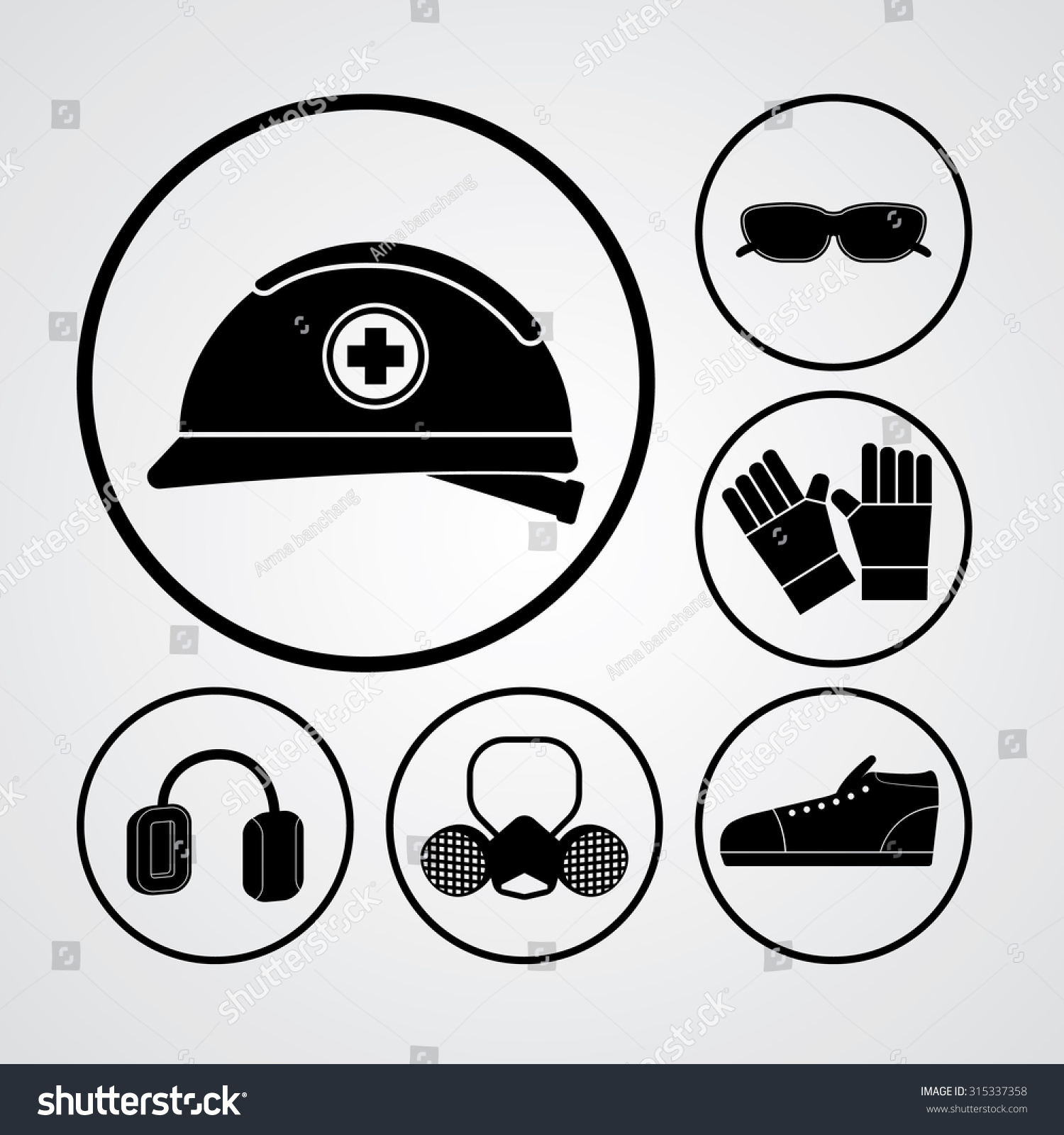 Basic Personal Protective Equipment Black Icon Stock Vector (Royalty ...