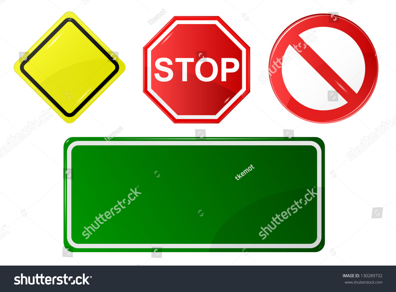 Basic Set Road Signs Stock Vector 130289732 - Shutterstock