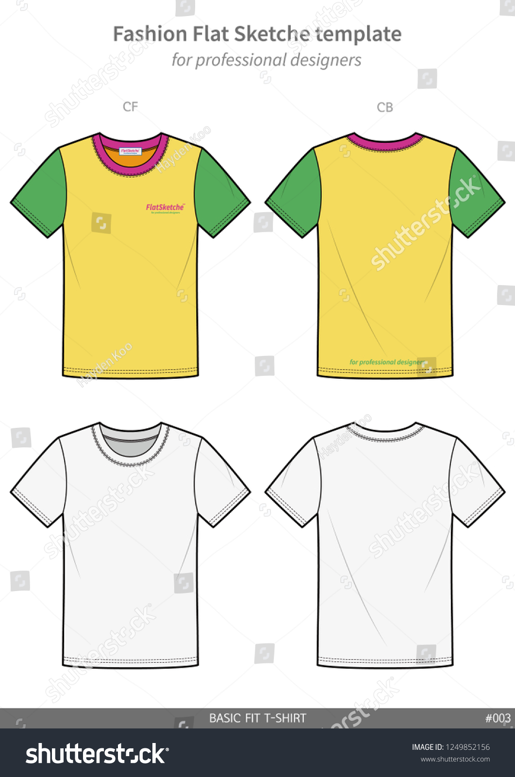 Basic Tee Shirt Fashion Flat Technical Stock Vector (Royalty Free ... Basic Tee Shirt Fashion Flat Technical Stock Vector (Royalty Free ...