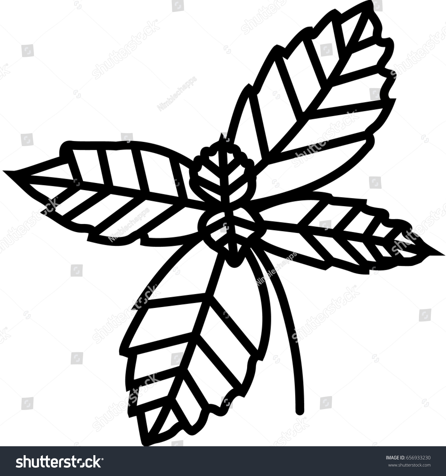 Basil Vegetable Outline Vector Icon Stock Vector (Royalty Free ...